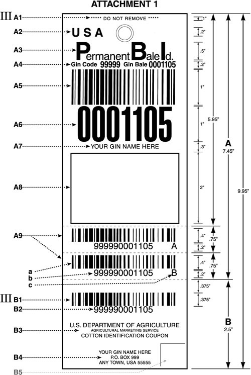Specifications for Permanent Bale Identification Bale Tags